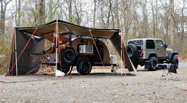 Jeep Rubicon TJ with Off-Road TC Teardrop in Tow Serious OHV Camping